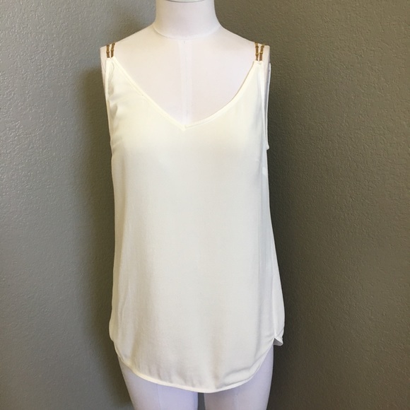 See U Soon | Tops | Gold Chain Strap Tank Blouse | Poshmark